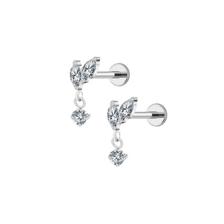 Double Marquise Dangle Flat Back Stud – Get Pierced Co.