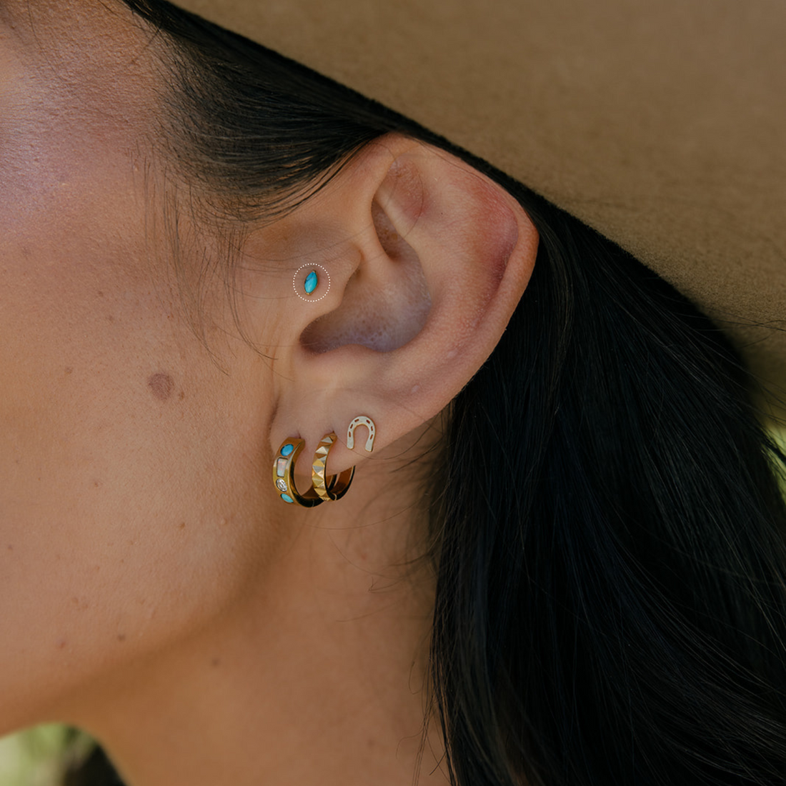 Turquoise Marquise Flat Back Stud Earrings - Get Pierced Co. – Get ...
