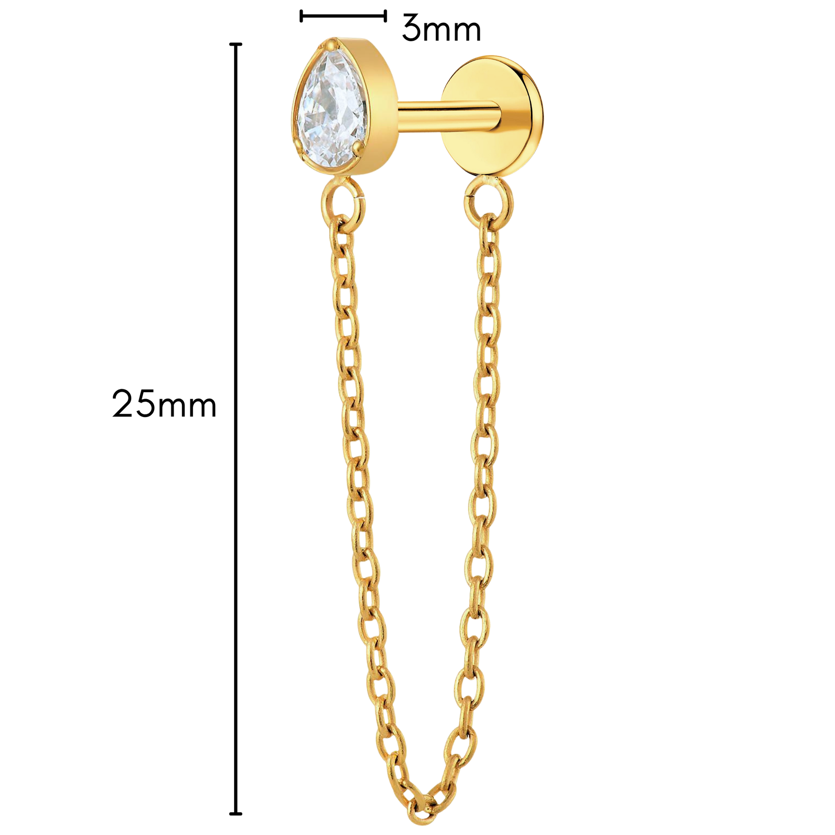 Chain Teardrop Flat Back Stud Earrings - Get Pierced Co. – Get Pierced Co.