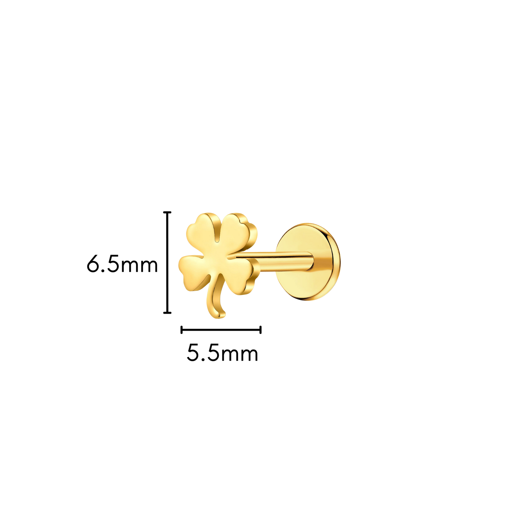Titanium Four Leaf Clover Flat Back Stud Earring | Hypoallergenic – Get ...