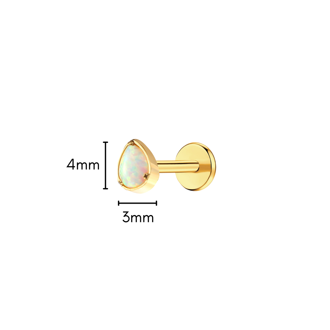 Opal Teardrop Stone Flat Back Stud Earrings - Get Pierced Co. – Get ...