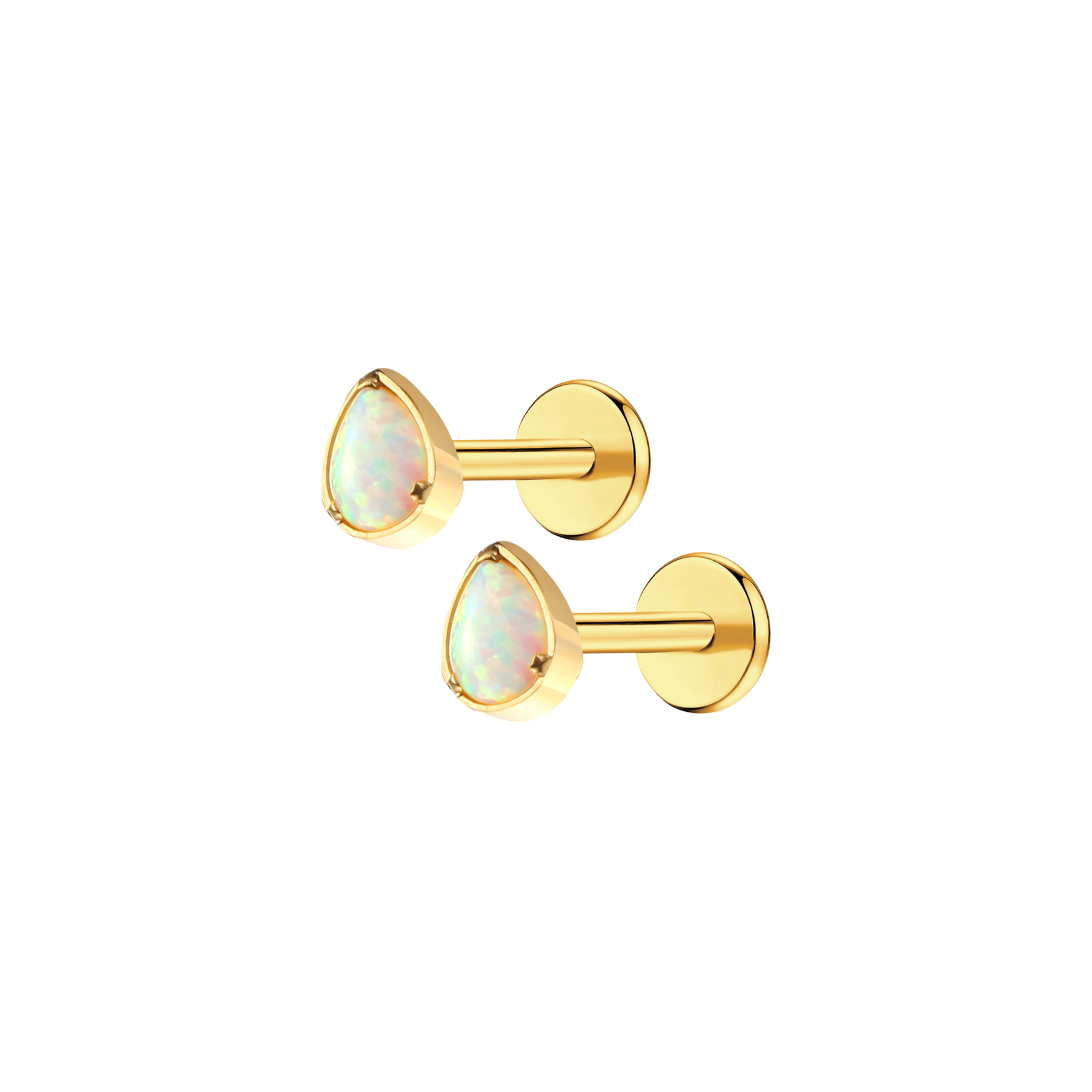 Opal Teardrop Stone Flat Back Stud Earrings - Get Pierced Co. – Get ...