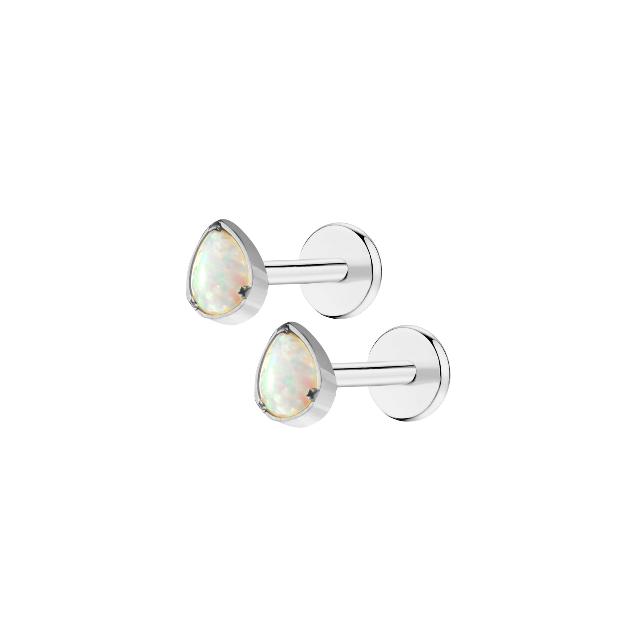 Opal Teardrop Stone Flat Back Stud Earrings - Get Pierced Co. – Get ...