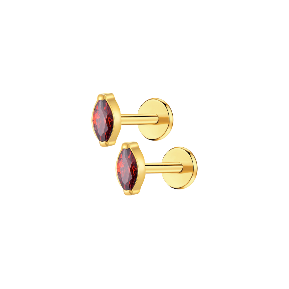 Red Marquise Flat Back Stud Earring – Get Pierced Co.