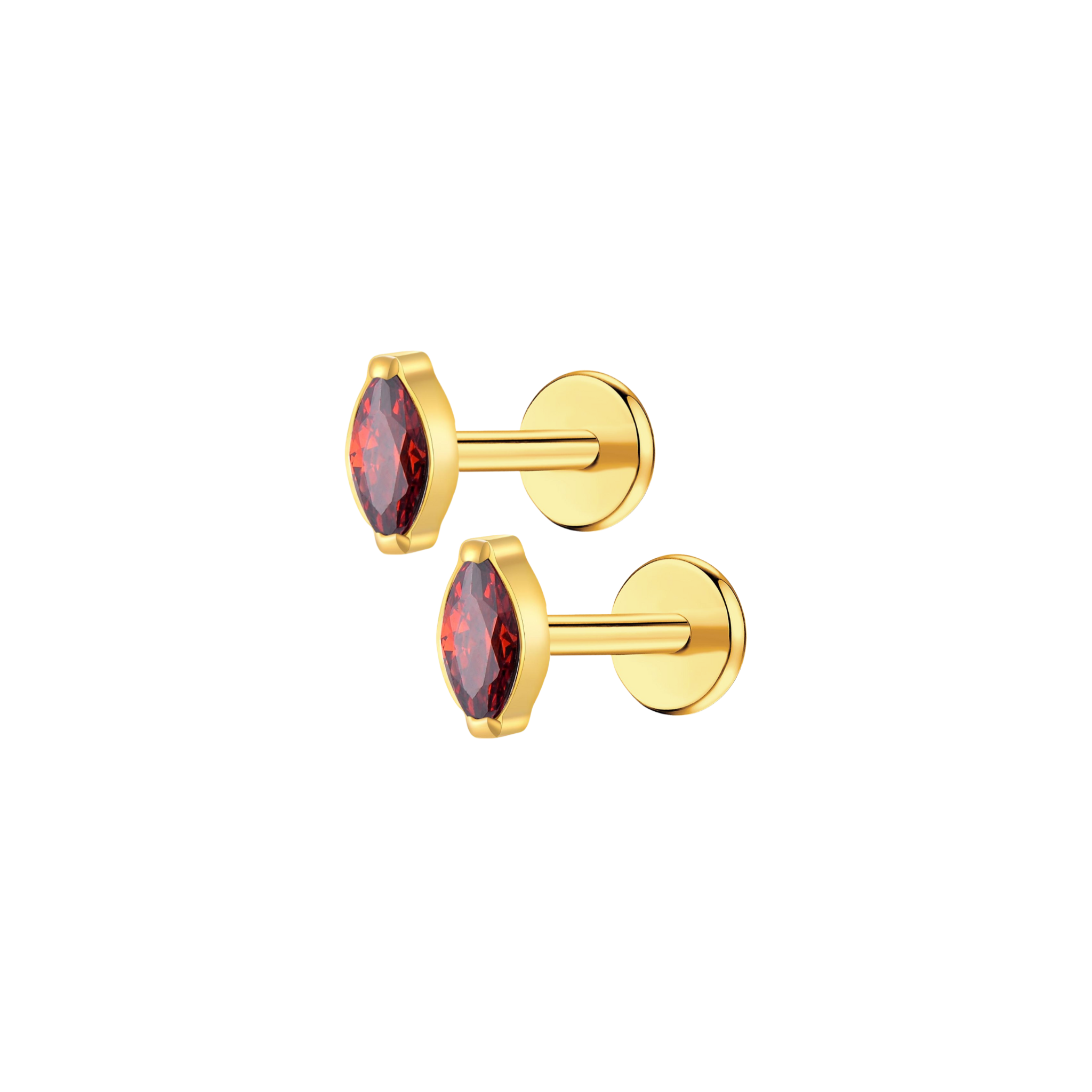 Red Marquise Flat Back Stud Earring – Get Pierced Co.