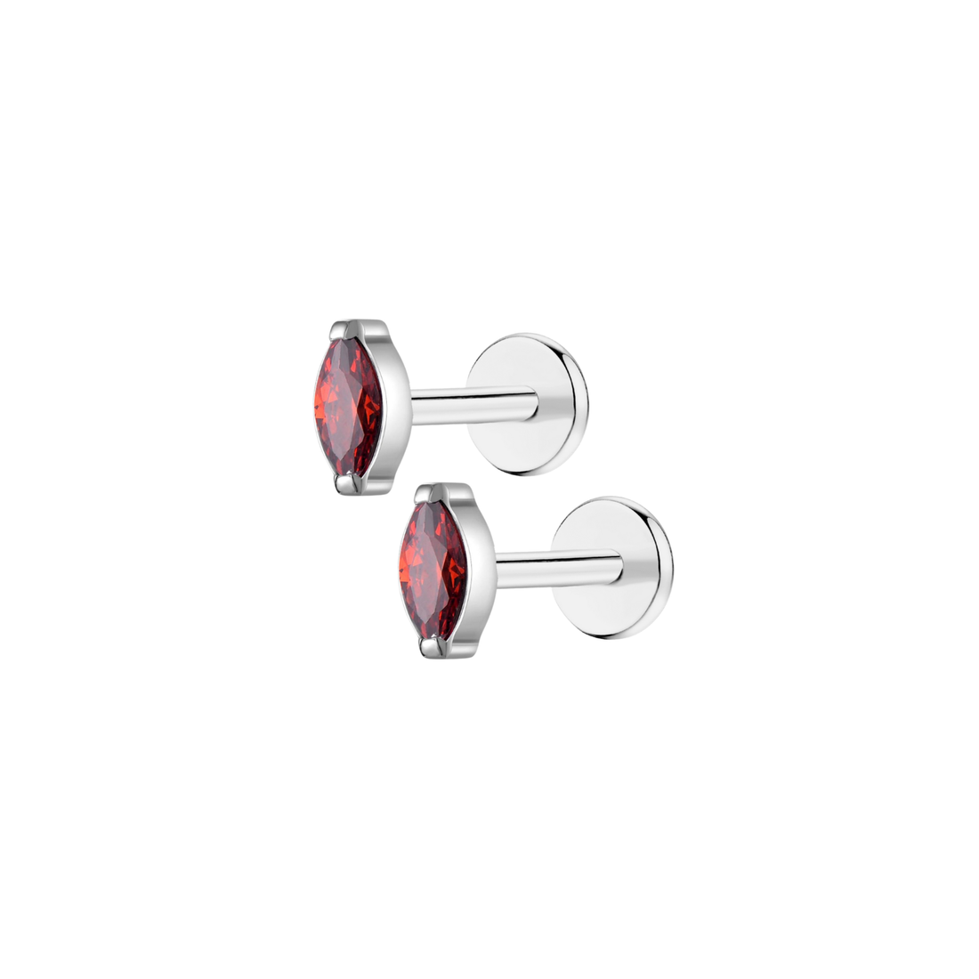 Red Marquise Flat Back Stud Earring – Get Pierced Co.