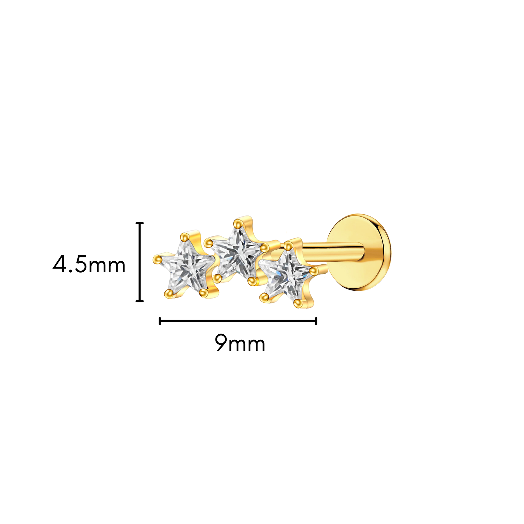 Starlight Flat Back Stud Earrings - Get Pierced Co. – Get Pierced Co.